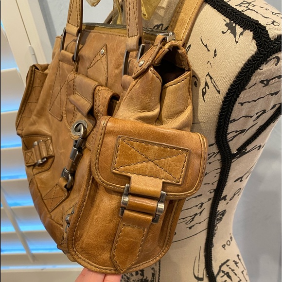 Besso | Bags | Camel Leather Shoulder Bag With Pockets | Poshmark